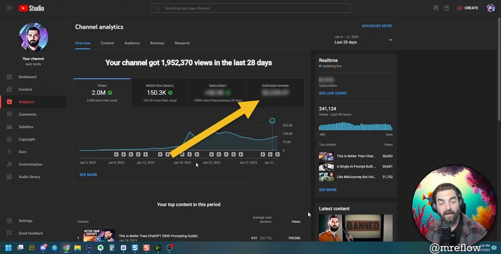 How Much I'm Making From YouTube (Exclusive) | Matt Wolfe